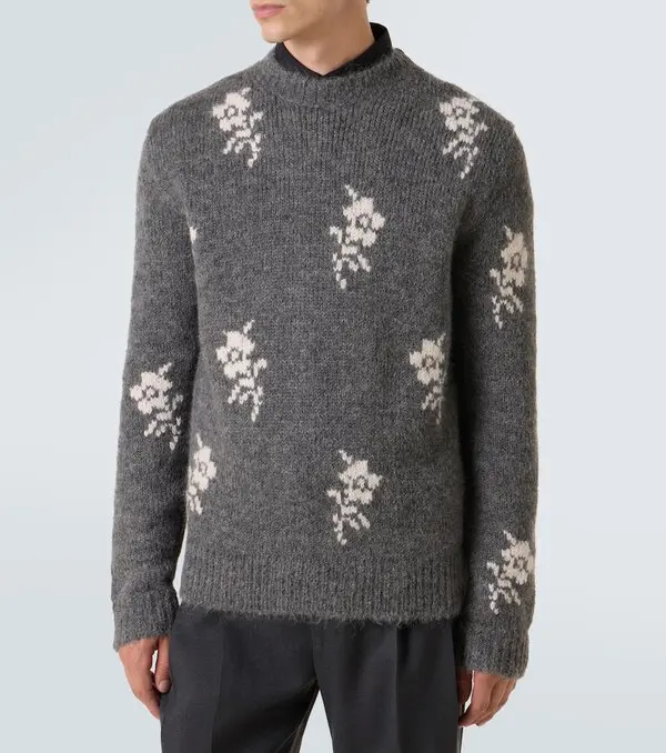 JIL SANDER Floral Intarsia Alpaca And Wool-blend Sweater