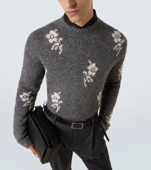 JIL SANDER Floral Intarsia Alpaca And Wool-blend Sweater
