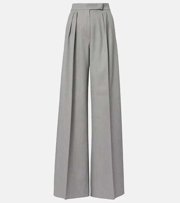 Max Mara Baden Wide-leg Virgin Wool Pants - Grey