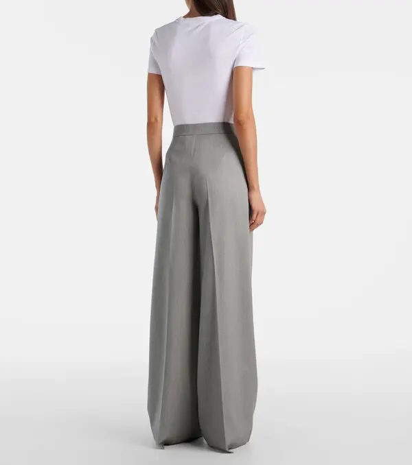 Max Mara Baden Wide-leg Virgin Wool Pants - Grey