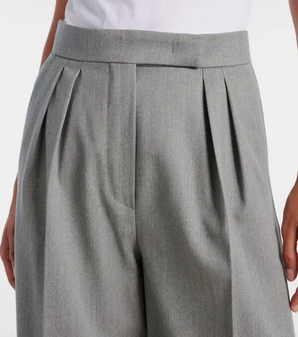 Max Mara Baden Wide-leg Virgin Wool Pants - Grey