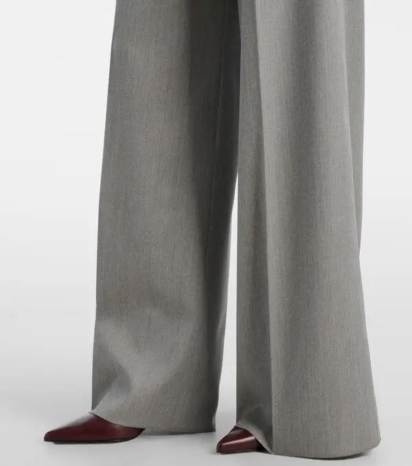 Max Mara Baden Wide-leg Virgin Wool Pants - Grey