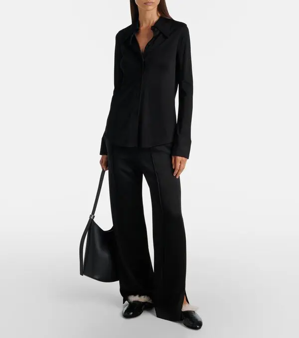 JIL SANDER Shearling-trimmed Leather Slip-on Shoes