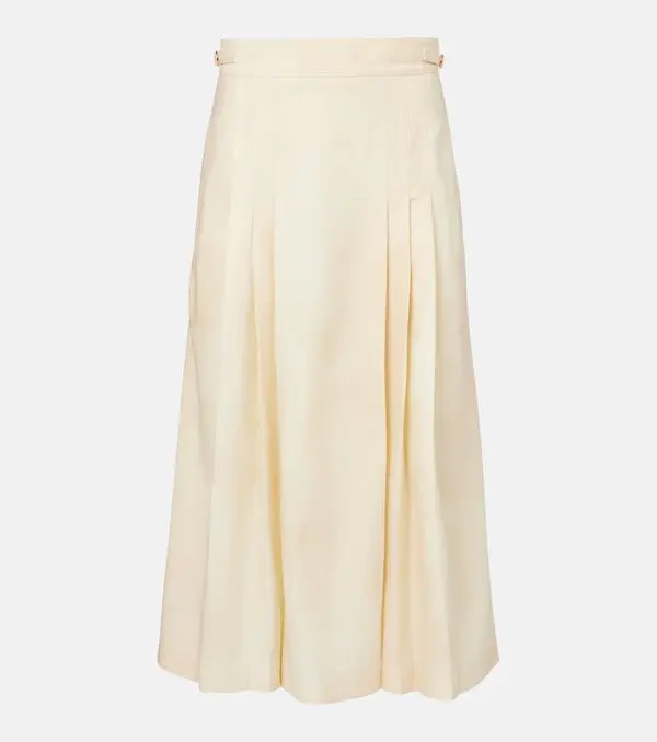 Gabriela Hearst Lerna Pleated Virgin Wool Midi Skirt - White