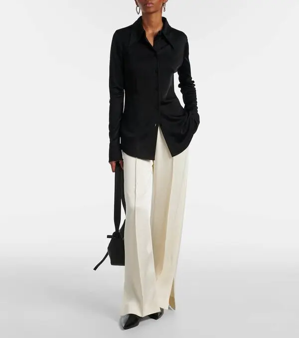 JIL SANDER Gathered Wide-leg Satin Pants