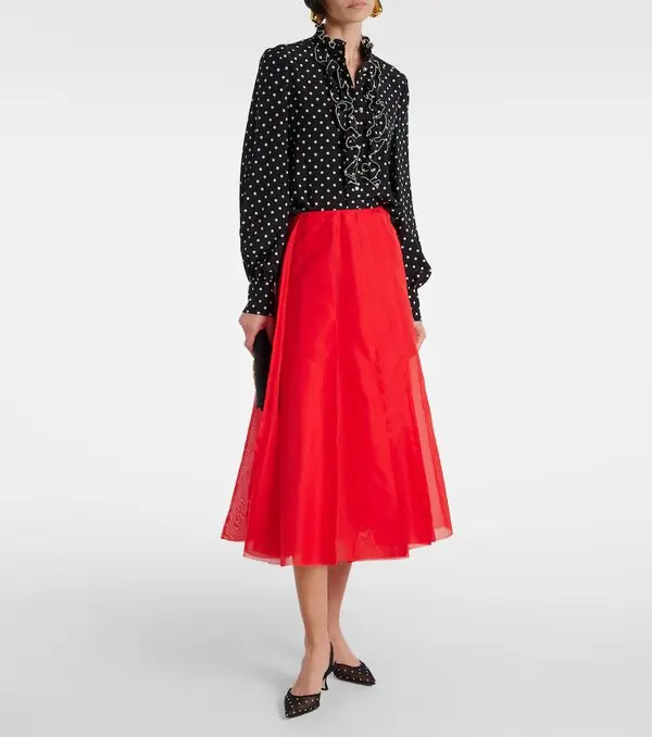 Manolo Blahnik Carolyne 50 Polka-dot Mesh Slingback Pumps - Black