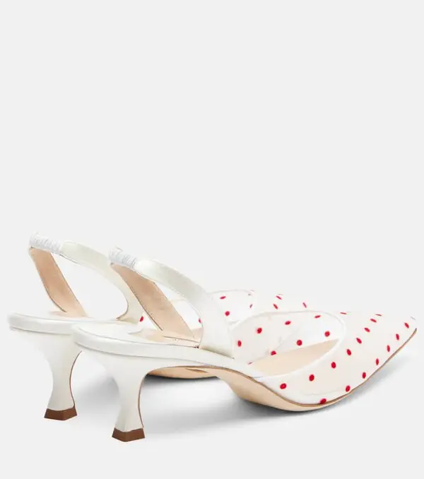 Manolo Blahnik Carolyne 50 Polka-dot Mesh Slingback Pumps