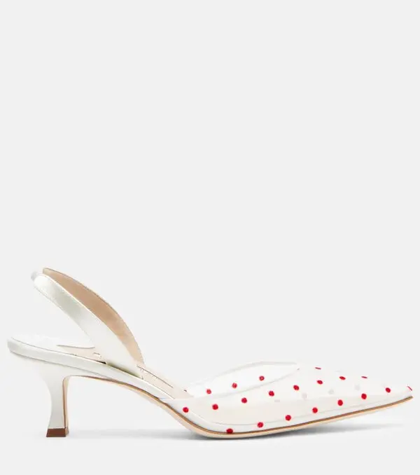 Manolo Blahnik Carolyne 50 Polka-dot Mesh Slingback Pumps