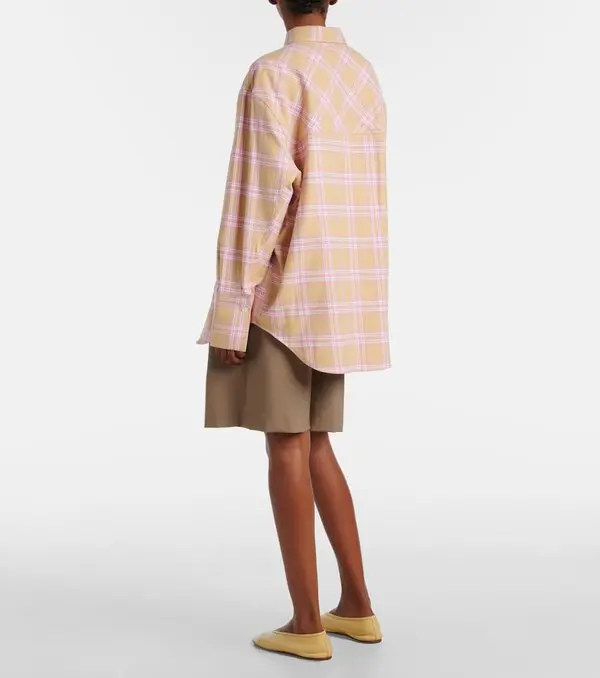RÓHE Checked Cotton Flannel Overshirt - Pink