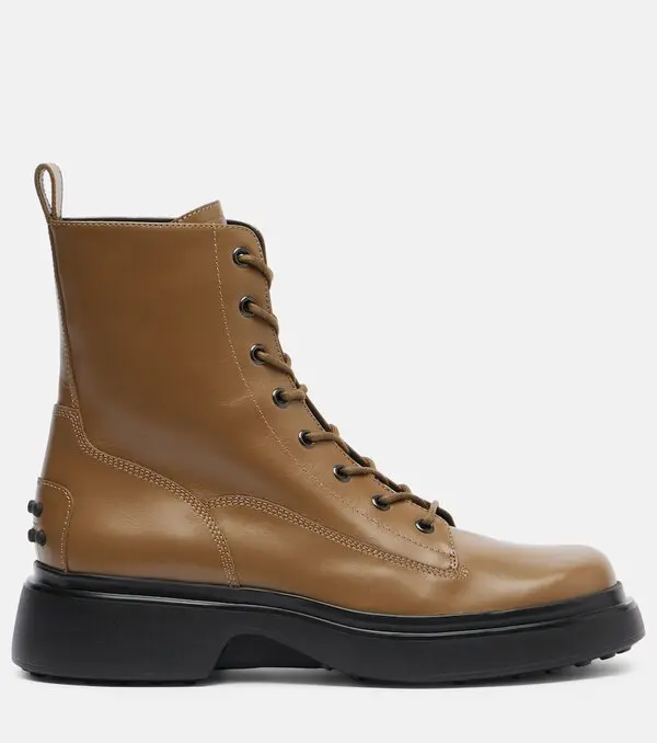 TOD'S Leather Combat Boots - Brown