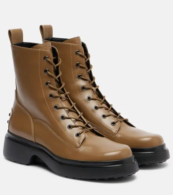 TOD'S Leather Combat Boots - Brown