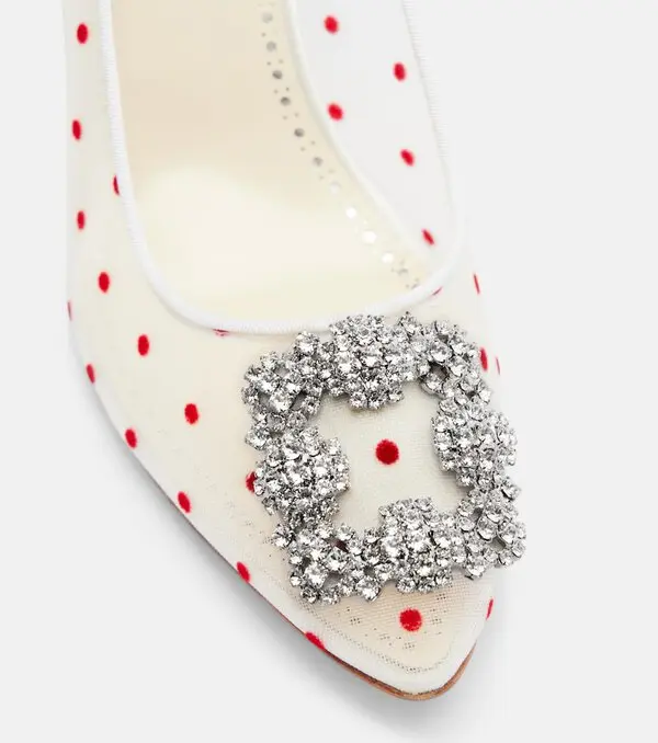 Manolo Blahnik Hangisi 90 Polka-dot Embellished Pumps