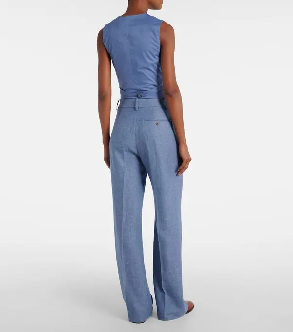 Polo Ralph Lauren Linen And Cotton Twill Wide-leg Pants