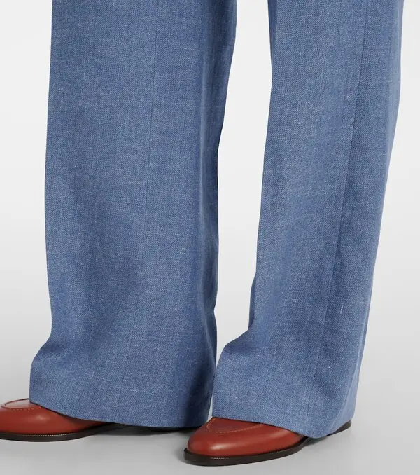 Polo Ralph Lauren Linen And Cotton Twill Wide-leg Pants