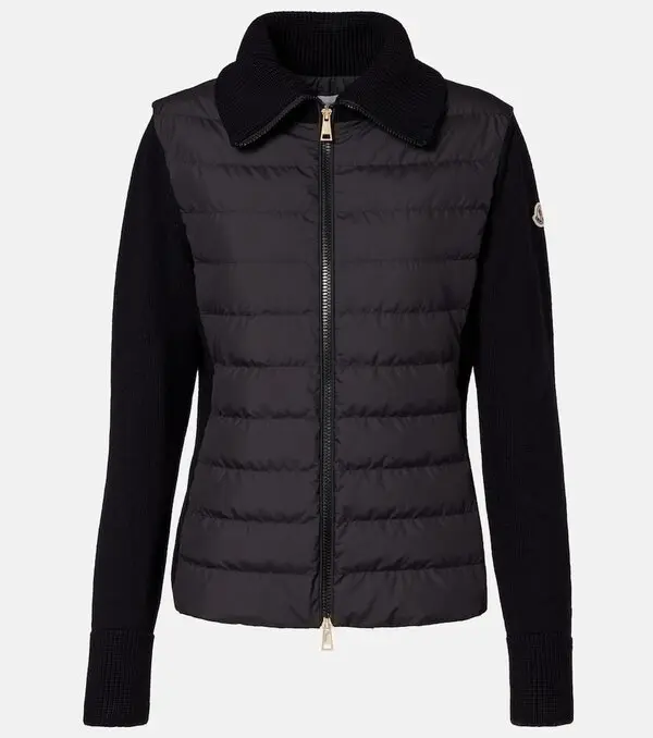 Moncler Down-paneled Virgin Wool Cardigan