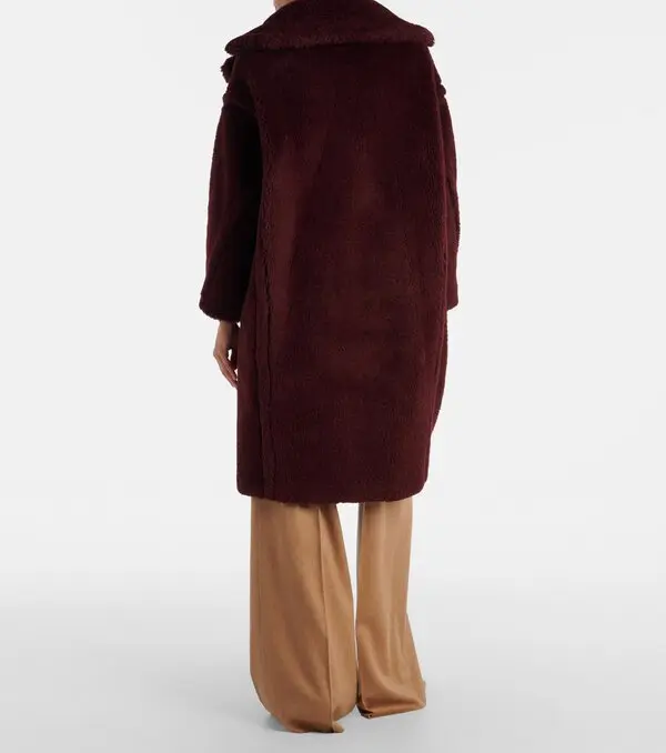Max Mara Teddy Bear Icon Alpaca, Wool, And Silk Coat - Burgundy