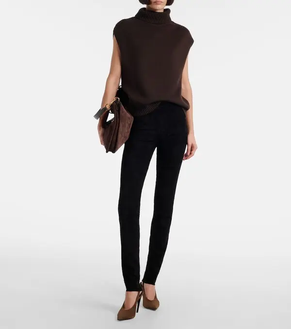 Stouls Carolyn Mid-rise Suede Leggings - Black
