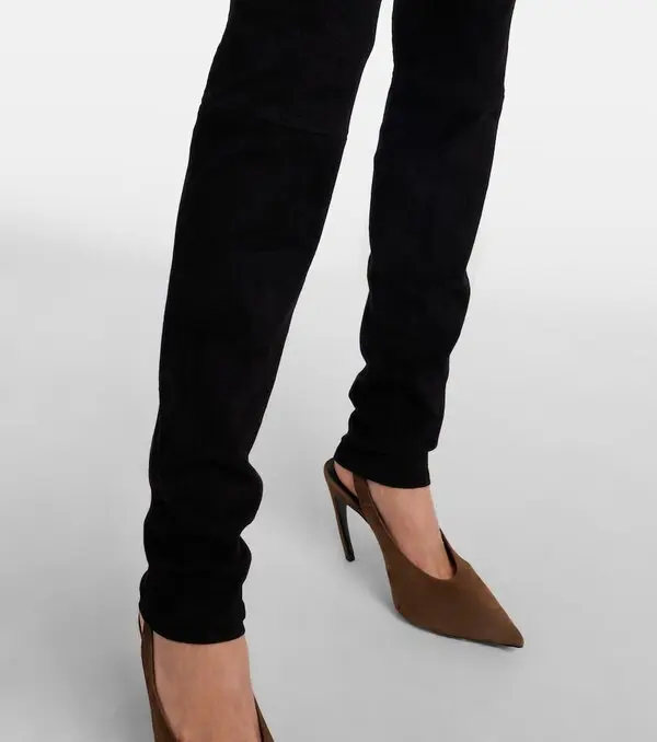 Stouls Carolyn Mid-rise Suede Leggings - Black