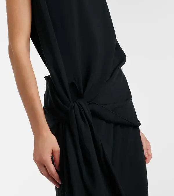Alaïa Tie Gathered Jersey Jumpsuit - Black