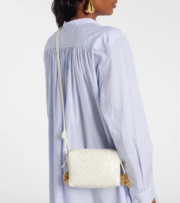 Bottega Veneta Loop Mini Leather Crossbody Bag - White