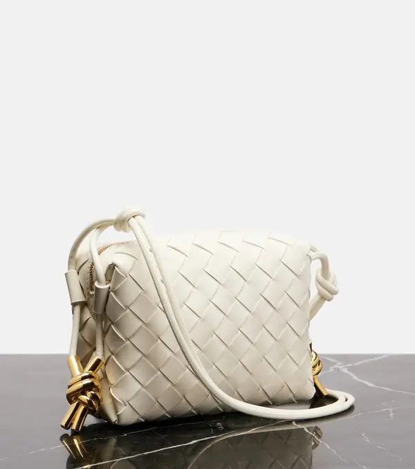 Bottega Veneta Loop Mini Leather Crossbody Bag - White