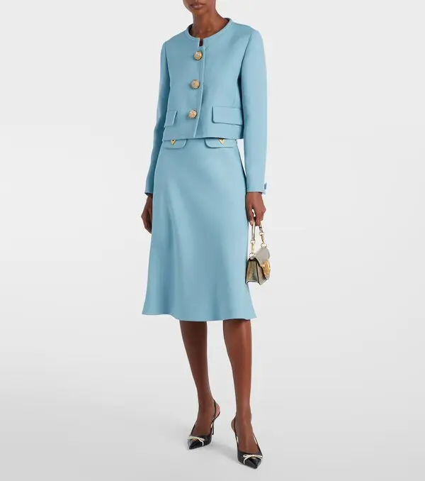 Valentino Garavani Vlogo Canvas Midi Skirt