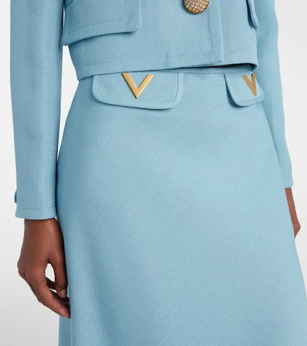 Valentino Garavani Vlogo Canvas Midi Skirt