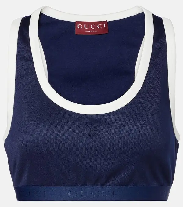 Gucci Double G Jersey Top - Blue