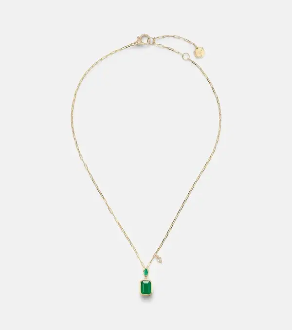 Shay Jewelry 18kt Yellow Pendant Necklace With Emeralds And Diamond - Gold