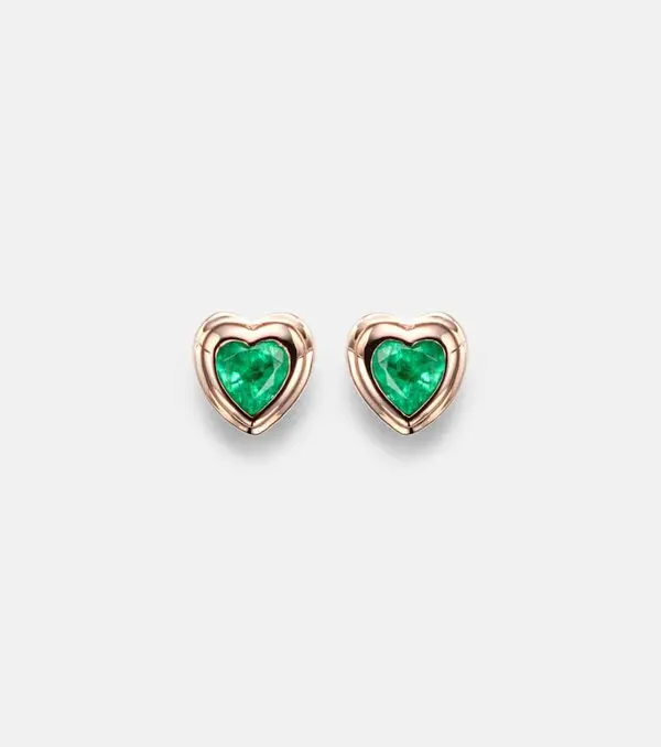 Shay Jewelry 18kt Rose Earrings With Emeralds - Gold