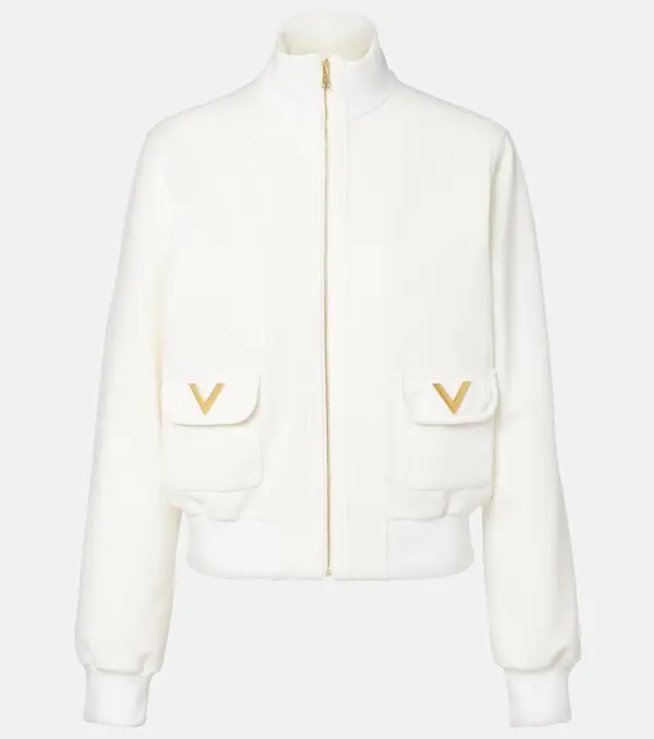 Valentino Garavani Logo Jersey Zip-up Sweatshirt - White