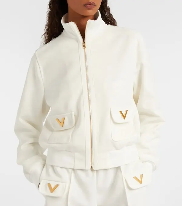 Valentino Garavani Logo Jersey Zip-up Sweatshirt