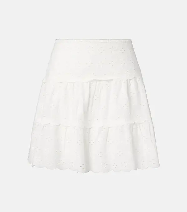 Rixo Cassandra Scalloped Cotton Miniskirt