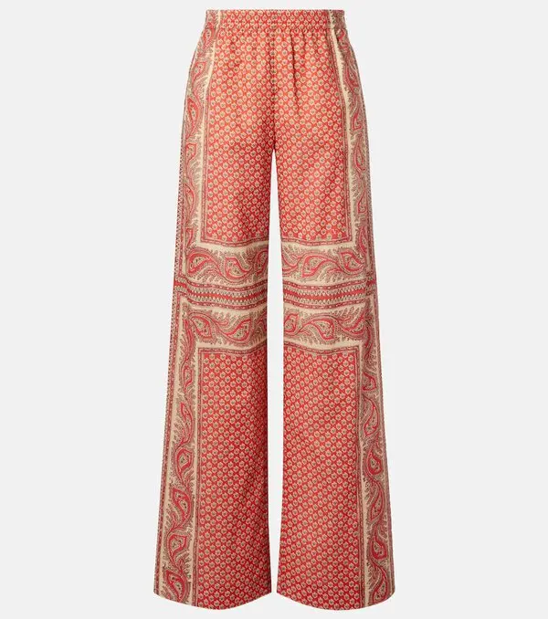 Valentino Garavani Printed Wide-leg Pants - Red