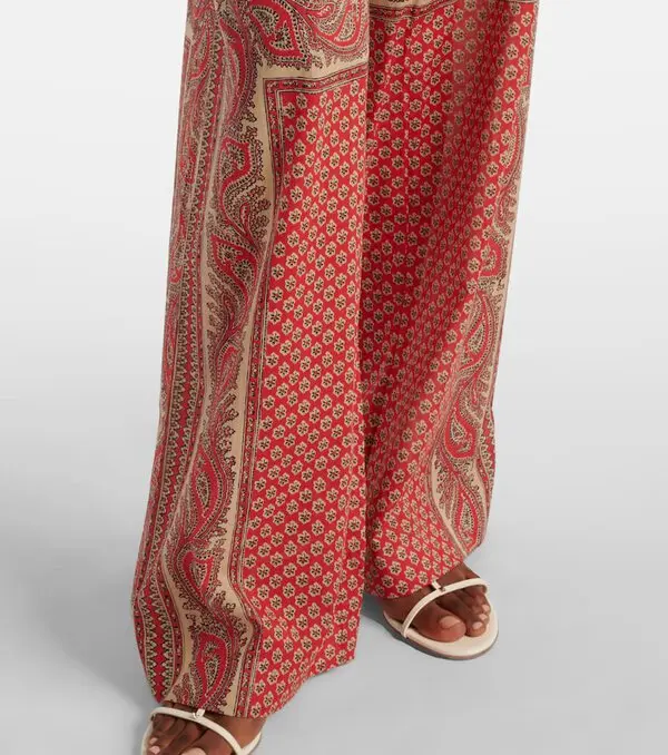 Valentino Garavani Printed Wide-leg Pants - Red