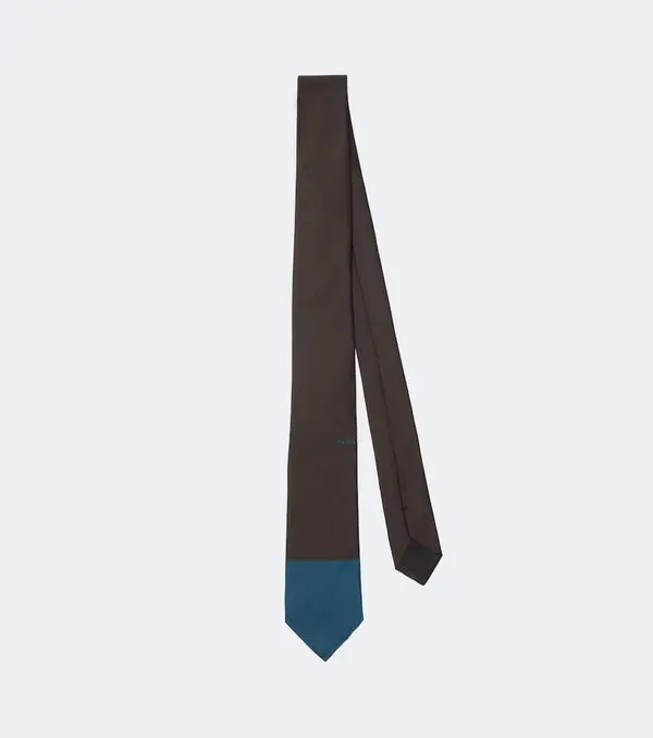 Prada Logo Silk Neck Tie - Brown