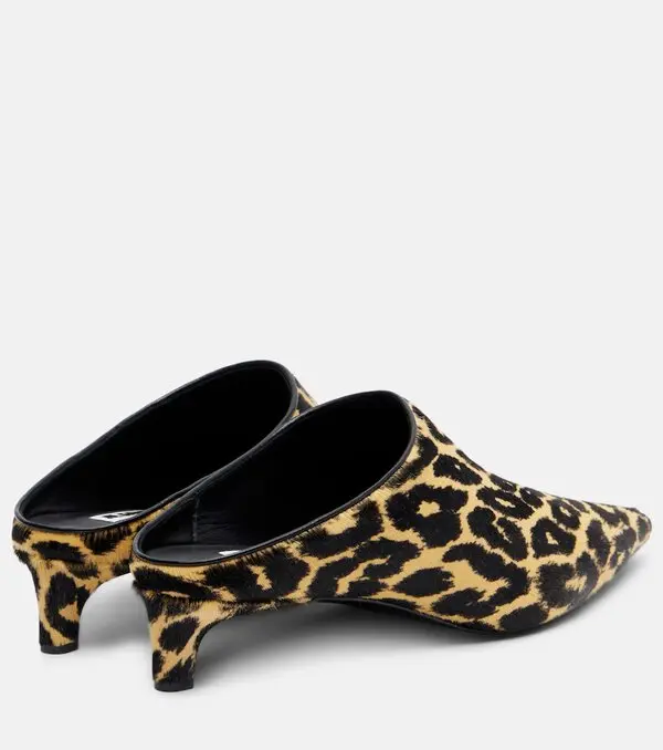 JIL SANDER Pointy Leopard-print Calf Hair Mules