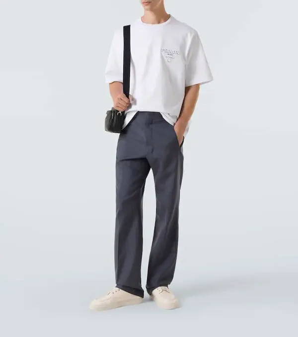 Prada Logo Oversized Cotton Jersey T-shirt
