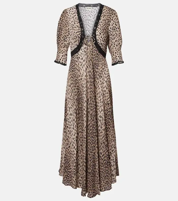 Rixo Amina Printed Crepe De Chine Midi Dress
