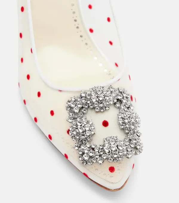 Manolo Blahnik Hangisi 90 Polka-dot Embellished Pumps
