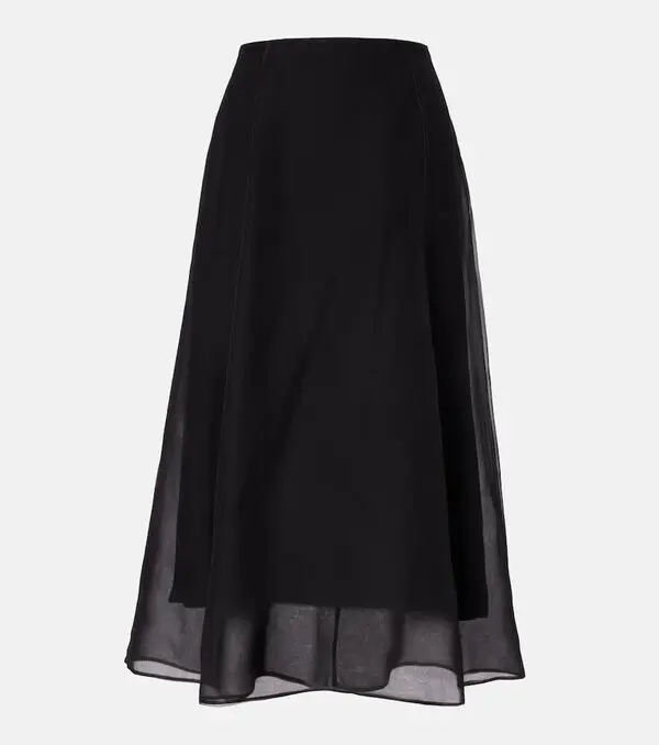 Brunello Cucinelli Silk Organza Midi Skirt
