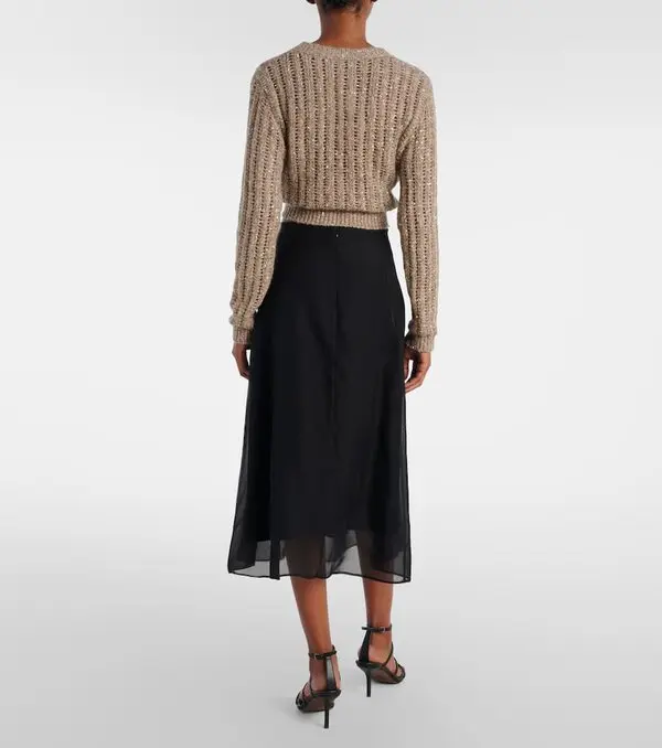 Brunello Cucinelli Silk Organza Midi Skirt