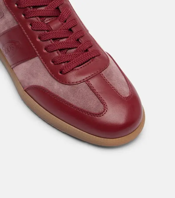 TOD'S Tabs Leather And Suede Sneakers - Red