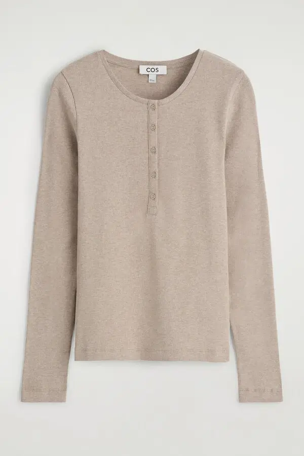 Cos Long-sleeved Henley Top - Blue