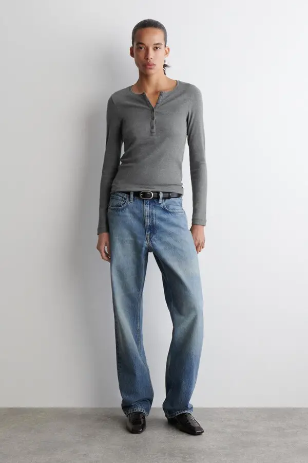 Cos Long-sleeved Henley Top