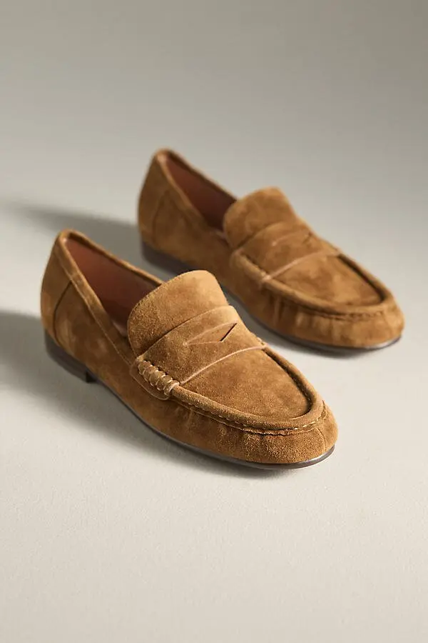 BIBI LOU Classic Ruched Loafers - Cuero Suede