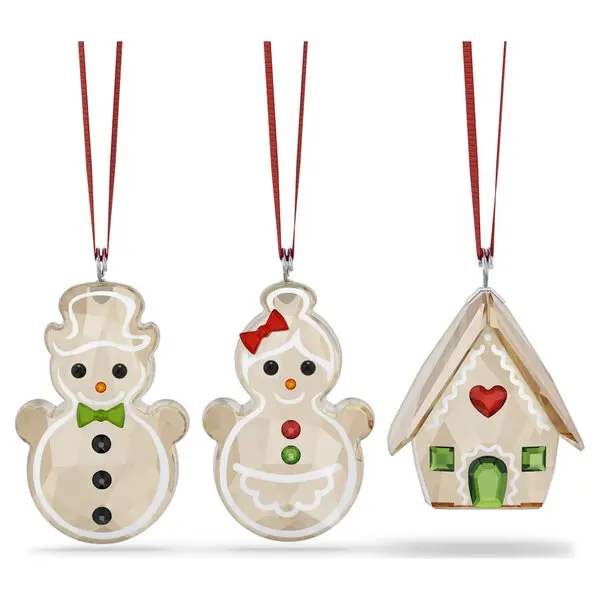SWAROVSKI Holiday Cheers Gingerbread Ornament Set - Gold Tone