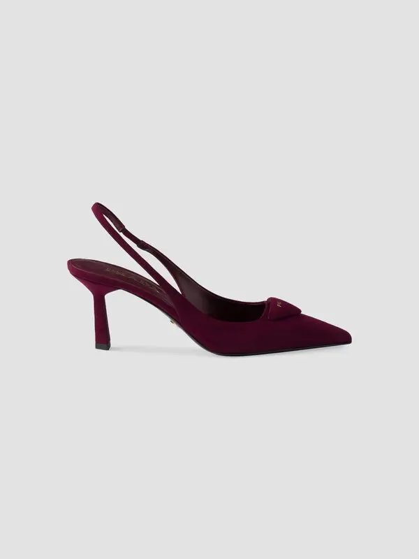 Prada Suede Slingback Pumps - Dark Red