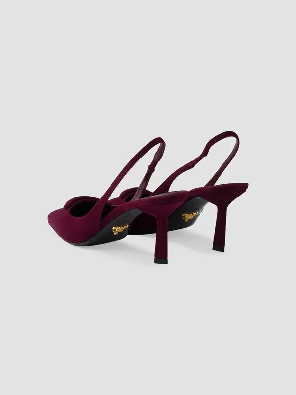 Prada Suede Slingback Pumps - Dark Red
