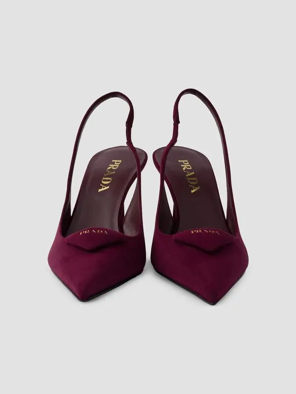 Prada Suede Slingback Pumps - Dark Red